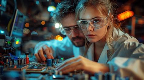 Premium Photo As Computer Engineers Lean On A Desk And Select Printed