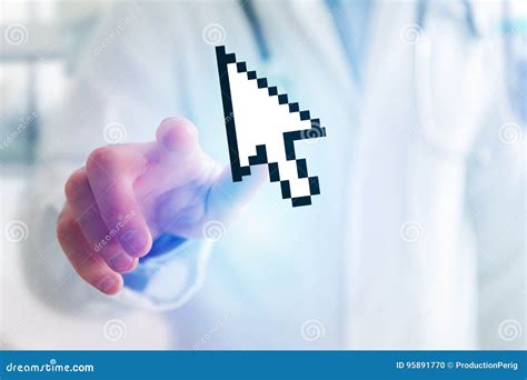 Pixeled Black And White Mouse Pointer Displayed On A Futuristic Royalty Free Stock Image