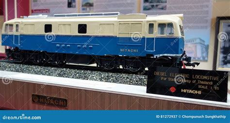 Train Model And Railroad Tracks With Scenery White Electric Train Locomotive Model And Station