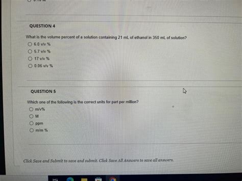Solved What Is The Volume Percent Of A Solution Containing Chegg Com