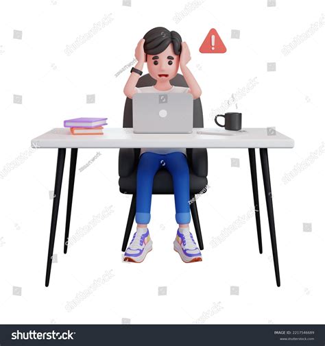 3d Male Character Working On Laptop Stock Illustration 2217546689 Shutterstock