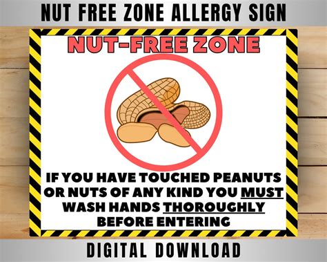 Nut Free Zone Poster Allergy Awareness Sign For Classrooms Daycares