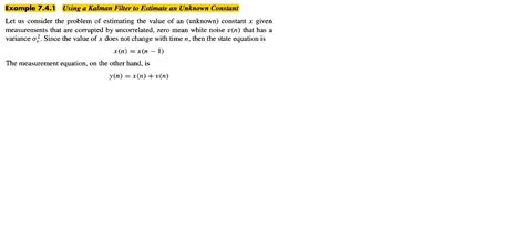 Solved Example Using A Kalman Filter To Estimate An Chegg