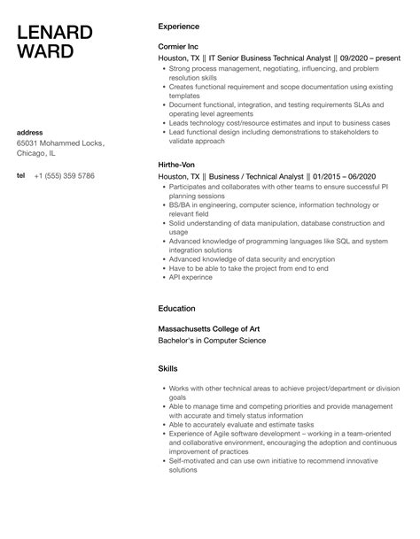 Business Technical Analyst Resume Samples Velvet Jobs