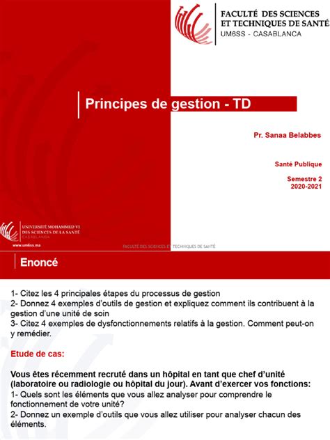 Td Corrigé Principes De Gestion Fsts Pdf