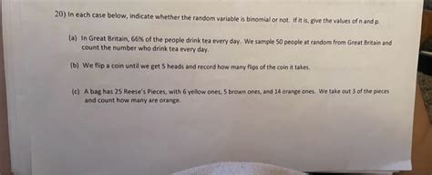 Solved 20 In Each Case Below Indicate Whether The Random
