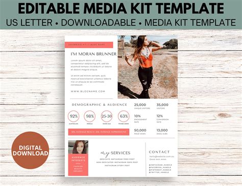 Editable Media Kit Template Content Creator Media Kit Media Kit