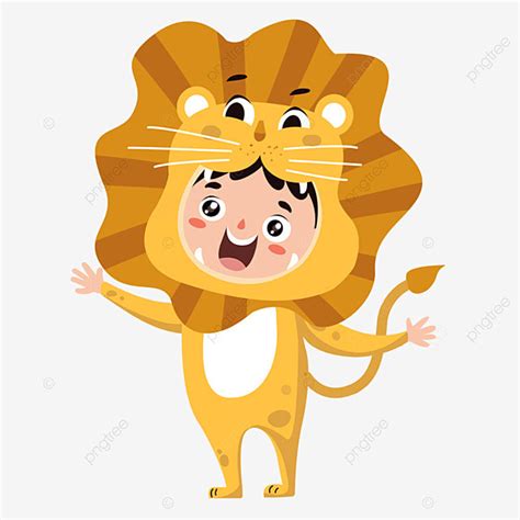 꼬마 사자 코스프레 손 일러스트 손으로 그린 스티커 어린이 이모티콘 캐릭터 역할극 사자 의상 아이 Png 일러스트 및 Psd 이미지 무료 다운로드 Pngtree