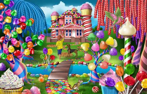 Candy Land Illustration Of A Fantasy World Made Of Candy In This Sweet