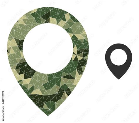 Camouflage Low Poly Mosaic Map Pointer Icon Low Poly Map Pointer