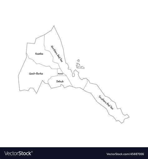 Eritrea Political Map Of Administrative Divisions Vector Image