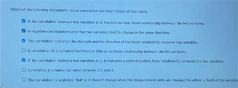 Solved Which Of The Following Statements About Correlation