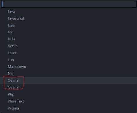 Ocaml Is Listed Twice In The Set File Syntax Dropdown Issue 1861
