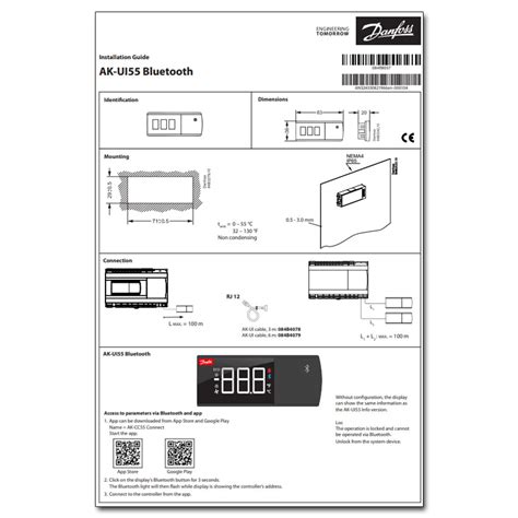 Hunter Liberty Corp Danfoss Ak Ui55 Bluetooth Remote Display