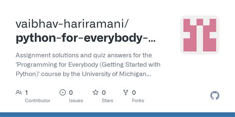 Github Vaibhav Hariramanipython For Everybody Assignments Assignment Solutions And Quiz