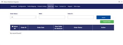 Robust Netsuite Integrator App Order Log Page Overview