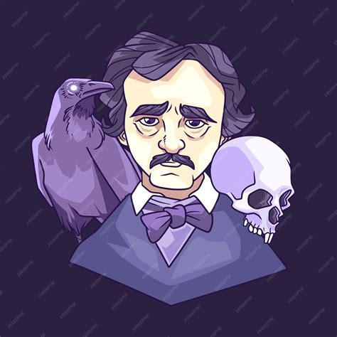 Premium Vector Hand Drawn Edgar Allan Poe Illustration