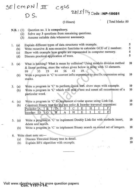 Data Structures 2013 2014 Be Computer Engineering Semester 3 Se Second Year Cbgs Question