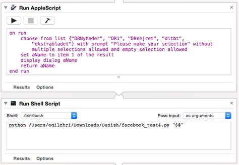 Python Using An Output From Applescript As Input To A Shell Script In