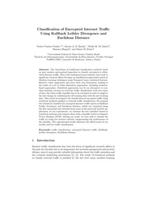 pdf classification of encrypted internet traffic using kullback leibler divergence and