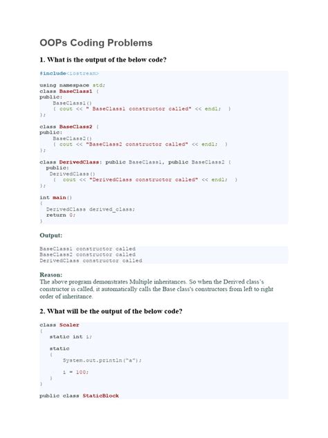 Oops Coding Problems Pdf Namespace Computer Programming