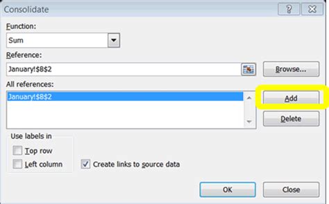 calculate formulas across worksheets — consolidate function excel tutorial