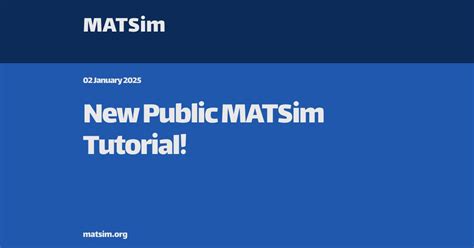 new public matsim tutorial