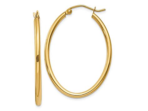 14k Yellow Gold 1 516 Polished Oval Hoop Earrings 17k8pa Jtv