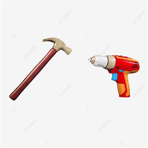 3 차원 절묘한 짜임새 괭이 일러스트 전기 드릴 망치 그림의 세트 Png 일러스트 및 Psd 이미지 무료 다운로드 Pngtree