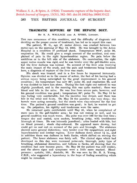 Wallace1926 Traumatic Rupture Of The Hepatic Duct Pdf Liver