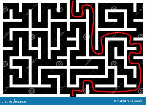 Rectangle Maze With Solution Vector Illustration Stock Vector Illustration Of Entrance Goal