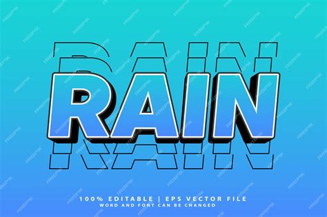 Premium Vector 3d Style Editable Rain Text Effect