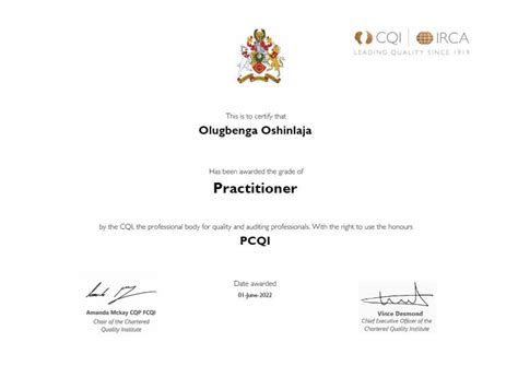 Olugbenga Oshinlaja Pcqi Irca Lead Auditor Asq Cqa Mraes Posted On Linkedin