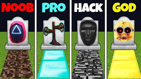 Minecraft Battle NOOB Vs PRO Vs HACKER Vs GOD SCARY GRAVE CHALLENGE HORROR Minecraft Animation
