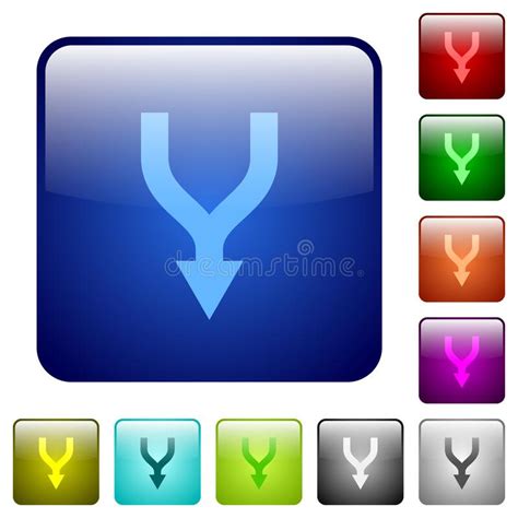 Merge Arrows Down Color Square Buttons Stock Vector Illustration Of Adherence Signs 200806928