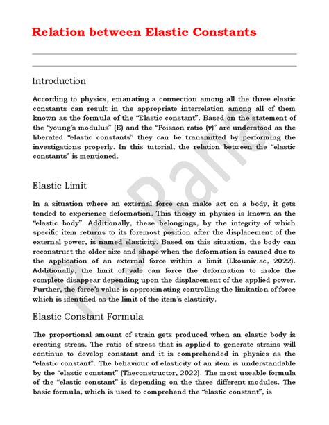 Relation Between Elastic Constants Relation Between Elastic Constants