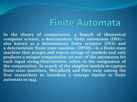 Finite Automata In Compiler Design Pptx Computing Technology And Computing