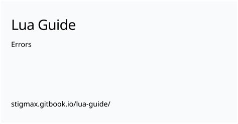 Errors Lua Guide