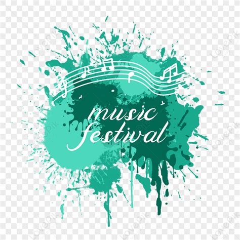 녹색 수채화 일러스트 떨어지는 스프레이 구멍이 음악 축제 노트스케치축하 Png 일러스트 무료 다운로드 Lovepik