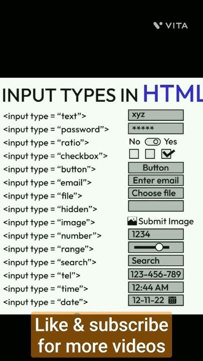 Basic Html Code Input Types Html Shorts Viral Youtube