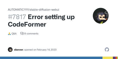 Error Setting Up CodeFormer AUTOMATIC1111 Stable Diffusion Webui