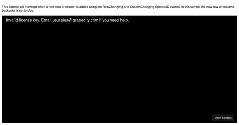 sjs js intercept when a new row col is added codesandbox