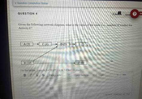 Solved Given The Following Network Diagram What Is The Chegg Com