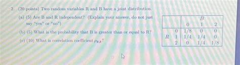 Solved Two Random Variables R And B Have A Joint