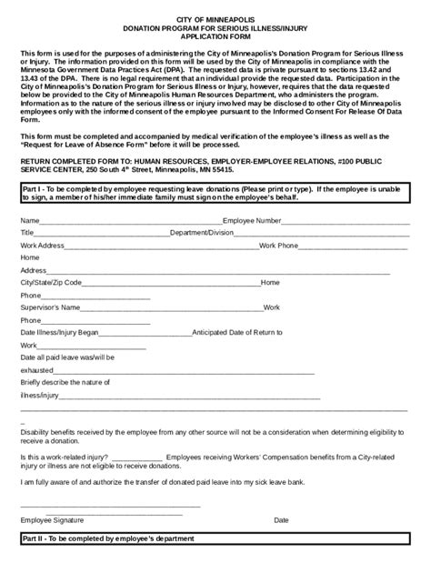 Sick Leave Donation Program City Of Minneapolis Doc Template Pdffiller