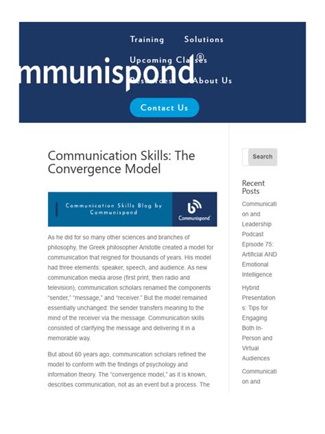 Communication Skills The Convergence Model Communispond Pdf