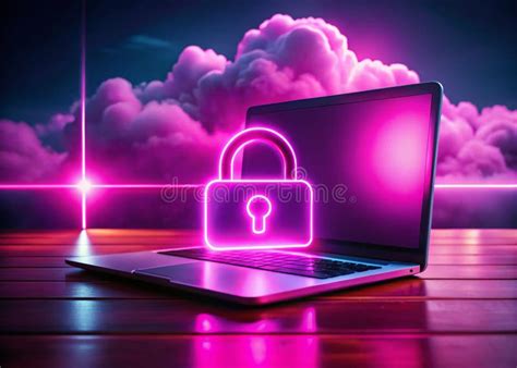 Protecting Data In Lowlight Conditions A Glowing Pink Padlock And Cloud