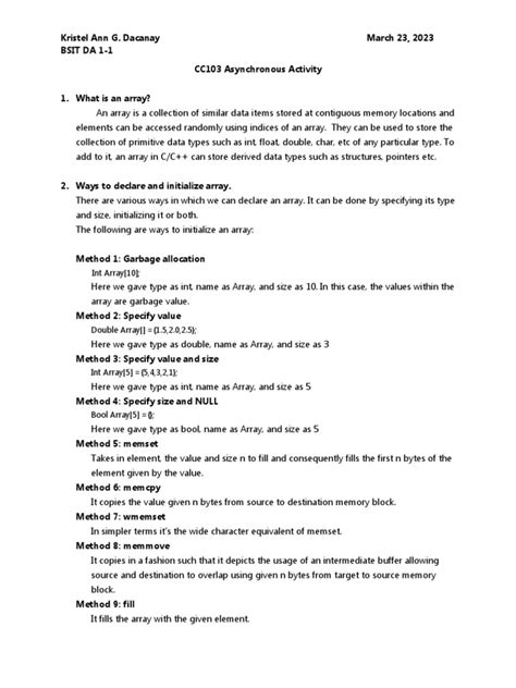 Activity Array Pdf Computer Engineering Computing