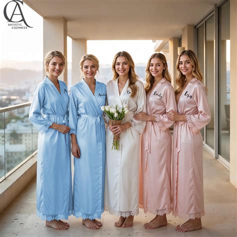 Personalized Long Bridal Wedding Robes Bridesmaid Proposal Robes