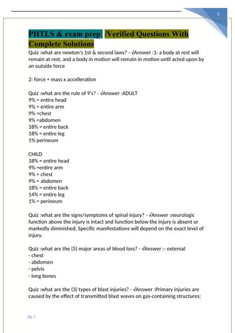 Phtls And Exam Prep Verified Questions With Complete Solutions Latest